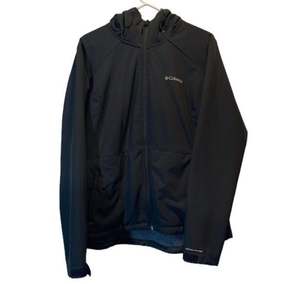 Columbia | Jackets & Coats | Columbia Hooded Soft Windblock Black Hooded Jacket Sherpa Lined ...